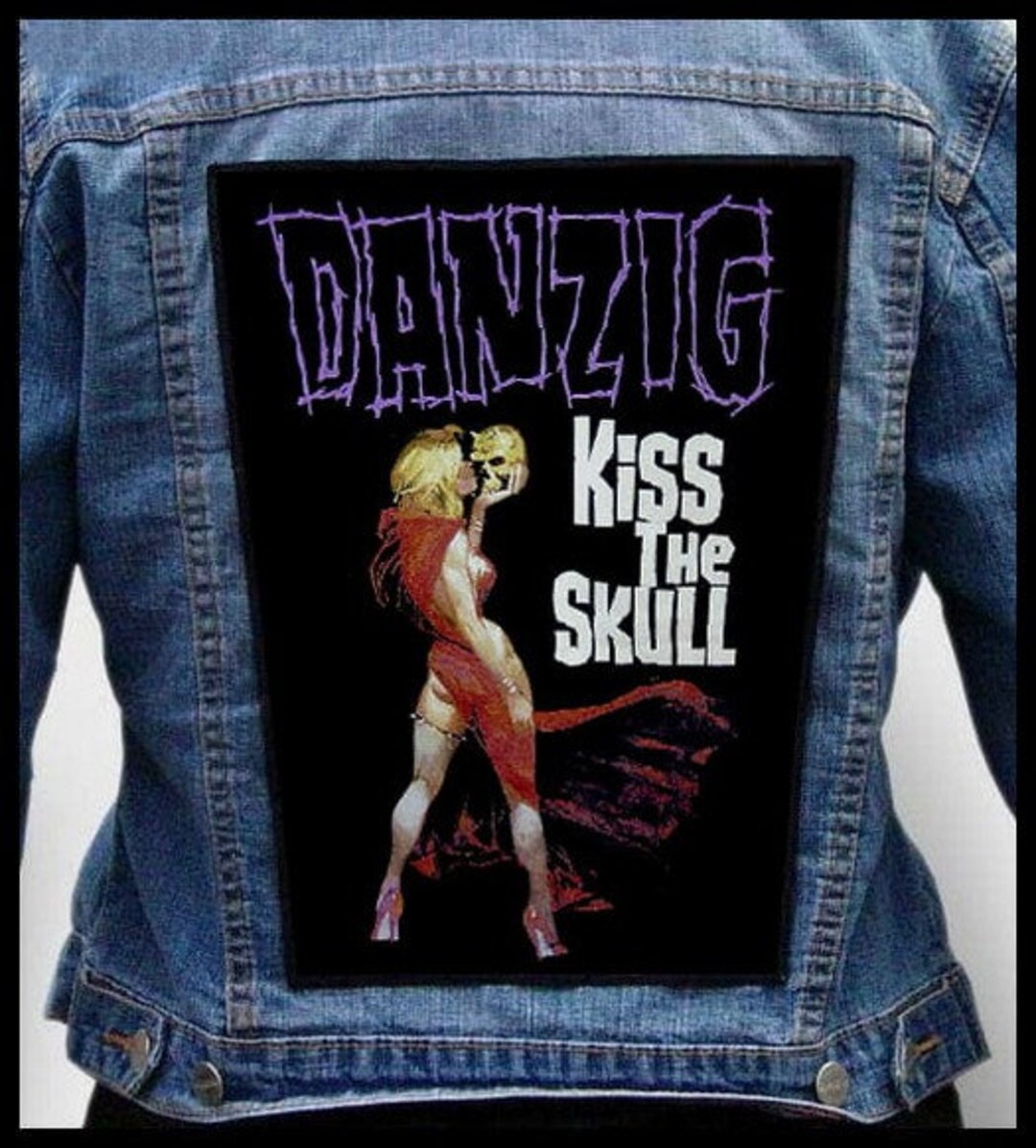 Danzig Kiss the Skull Backpatch Backpatch Big Size Iron on Merrowed Edges Patch Applique Badge ...