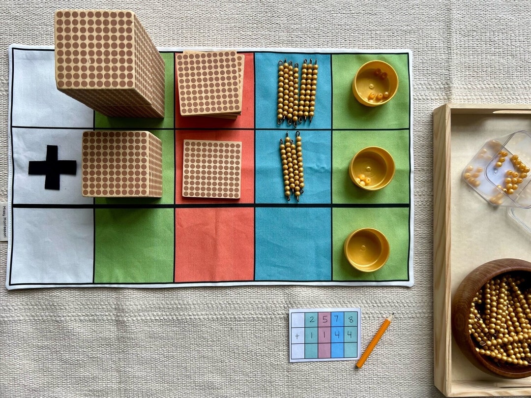 Montessori Golden Beads/stamp Game Mat - Etsy