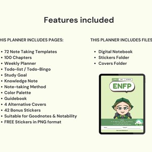 MBTI ENFP Multi Functional Digital Planner Notebook, Work Study Tracker ...