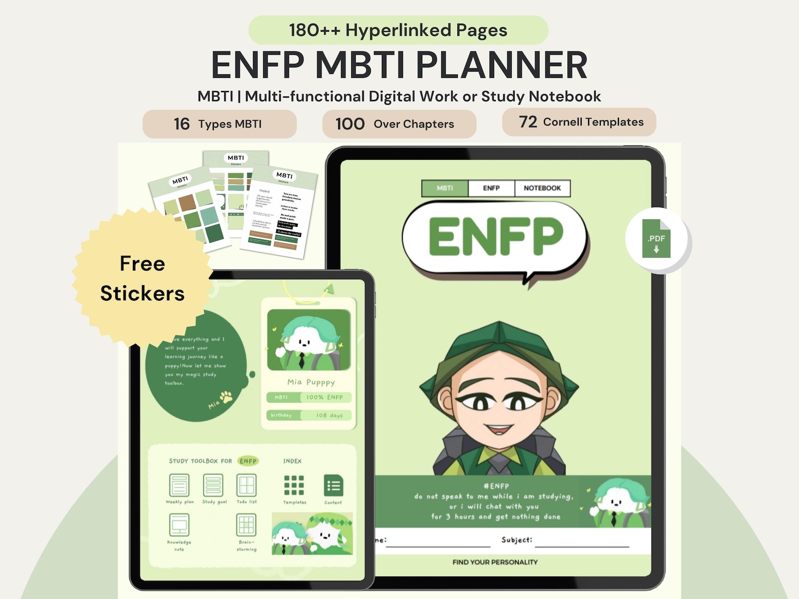 MBTI ENFP Multi Functional Digital Planner Notebook, Work Study Tracker ...