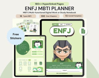 MBTI ENFP Multi Functional Digital Planner Notebook, Work Study Tracker Planner Cornell Template ...