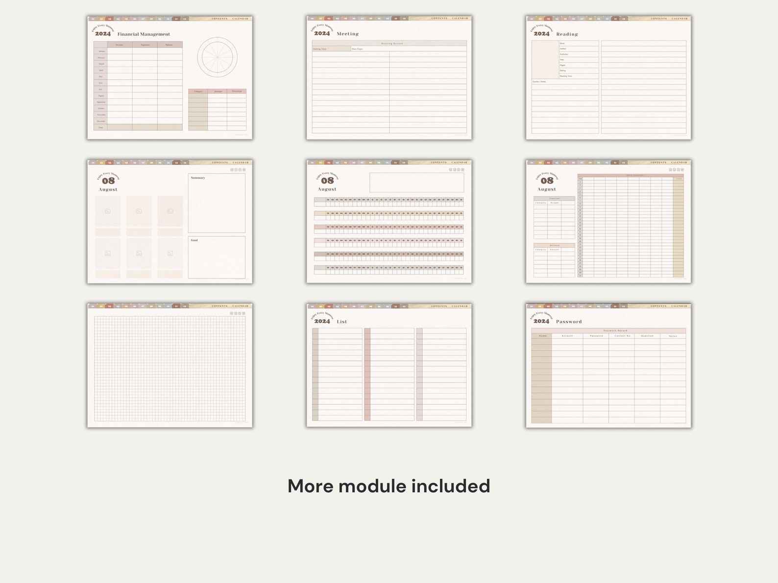 Vintage Series Digital Planner Journal Planner 2024 Yearly Monthly ...