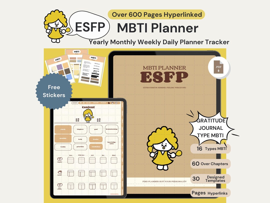 Cute Planner, MBTI Planner ESFP Multi Functional Digital Planner ...