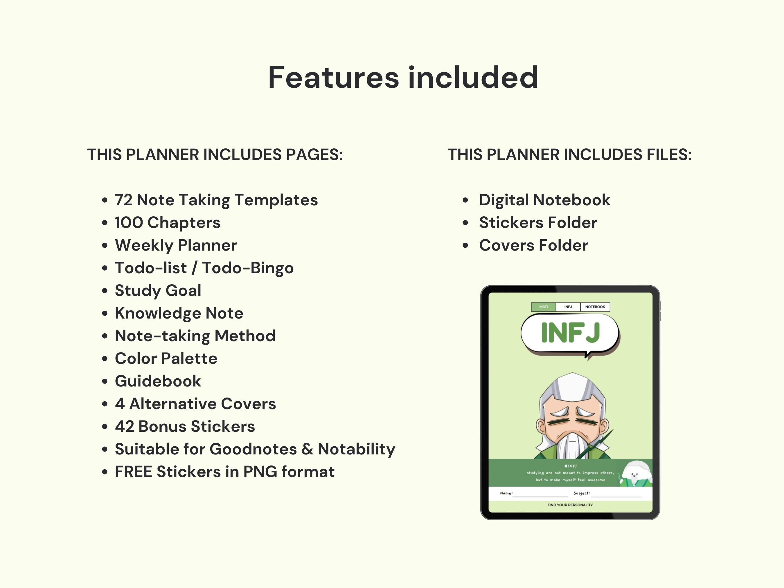 MBTI INFJ Multi Functional Digital Planner Notebook, Work Study Tracker ...