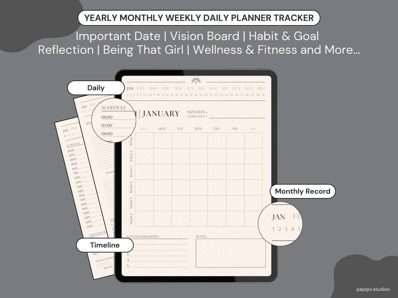 Girl Planner | Cute Customizable Daily, Weekly & Monthly Schedule for ...