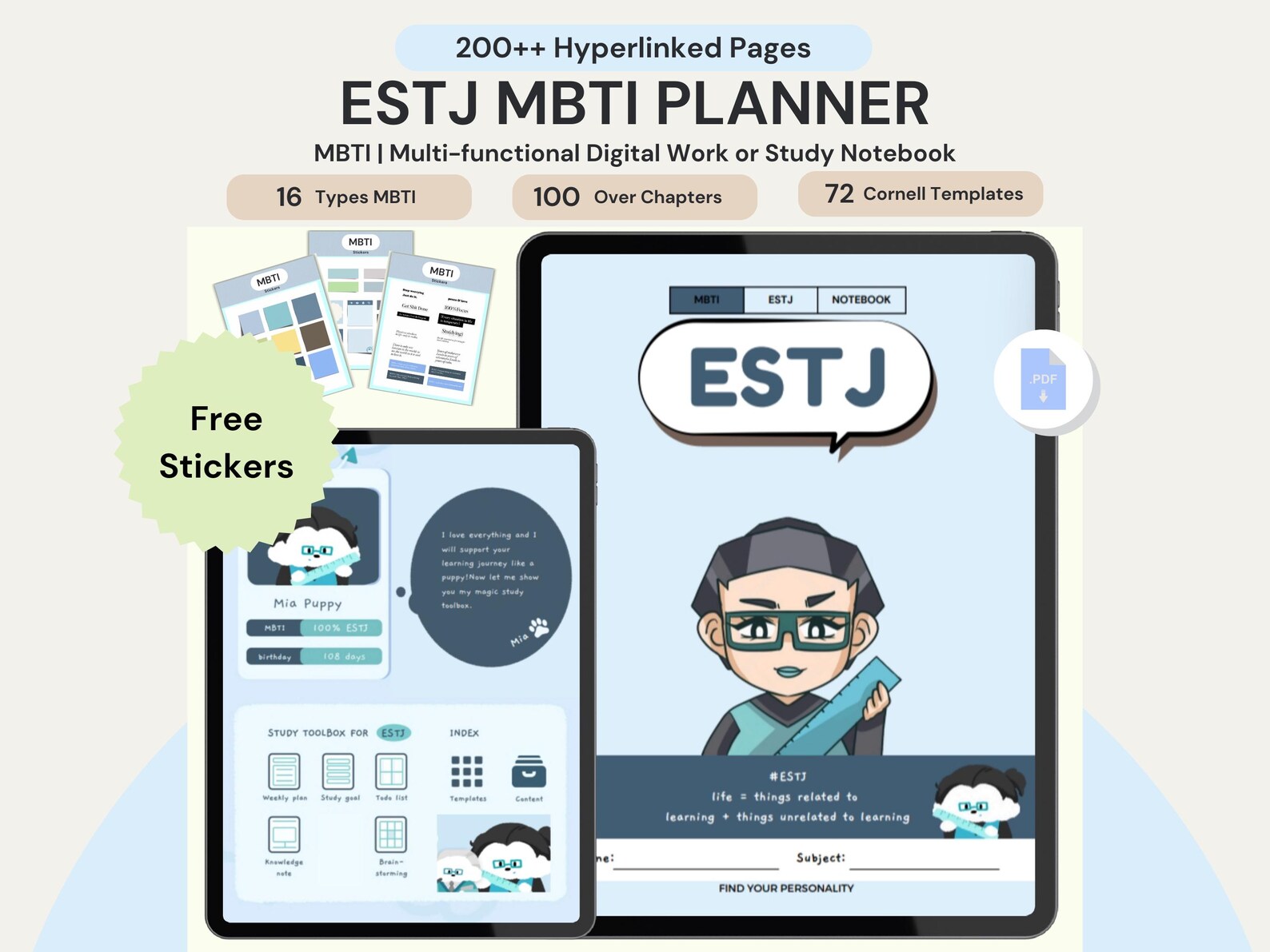 MBTI ESTJ Multi Functional Digital Planner Notebook, Work Study Tracker ...