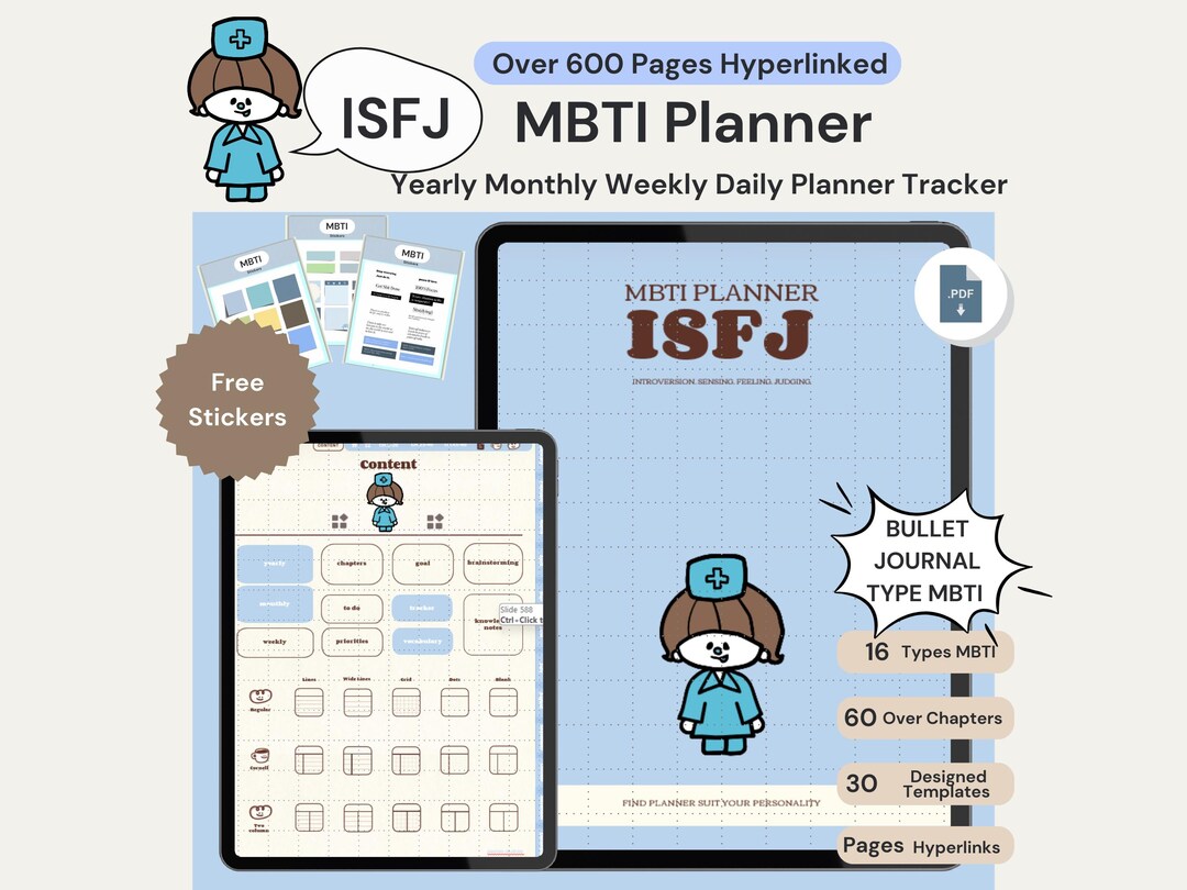 MBTI Planner ISFJ Multi Functional Digital Planner Notebook, Work & Study Planner, Undated ...