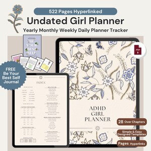 Girl Planner All-in-one Undated Digital Planner Daily, Weekly, Monthly ...