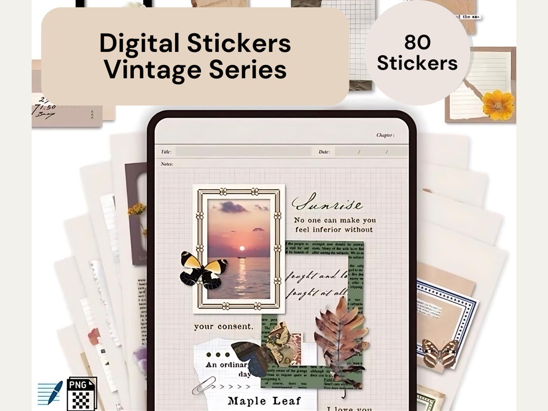 PNG / Goodnotes Vintage Digital Sticker for Any Devices Notability ...