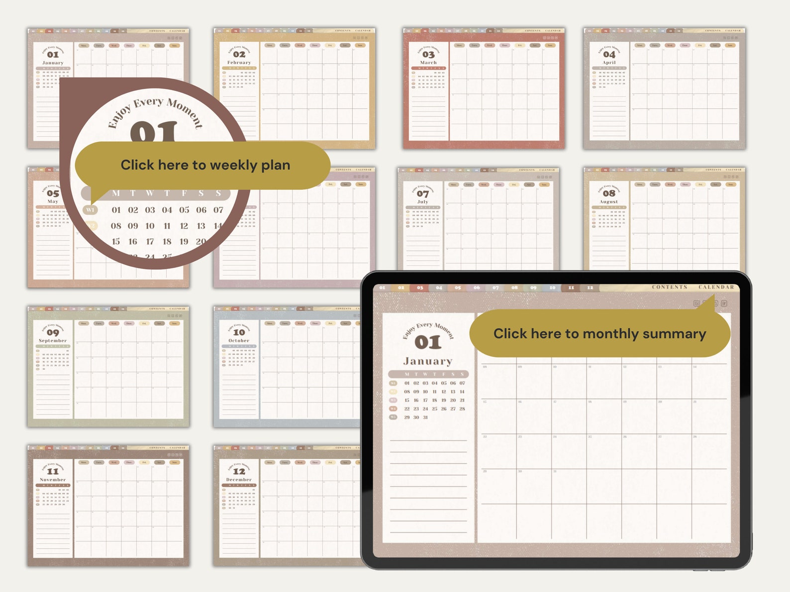 Vintage Series Digital Planner Journal Planner 2024 Yearly Monthly ...