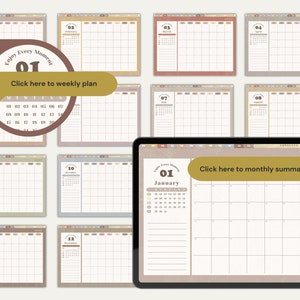 Vintage Series Digital Planner Journal Planner 2024 Yearly Monthly ...