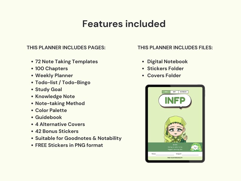 MBTI INFP Multi Functional Digital Planner Notebook, Work Study Tracker ...