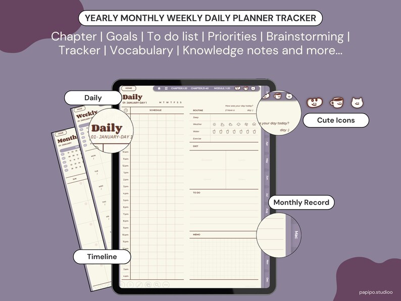 Cute Planner, MBTI Planner | Entj, Entp, Intj, Intp - Multi Functional ...