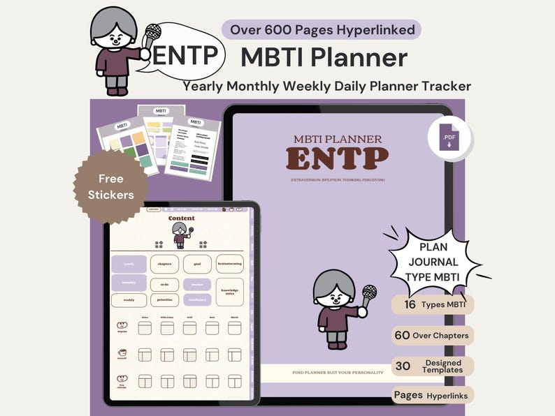 Cute Planner, MBTI Planner ENTP Multi Functional Digital Planner ...