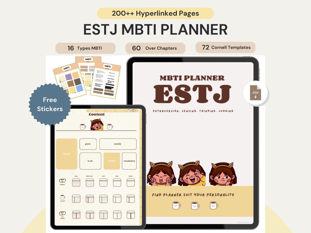 MBTI Planner ESTJ Multi Functional Digital Planner Notebook, Work and ...