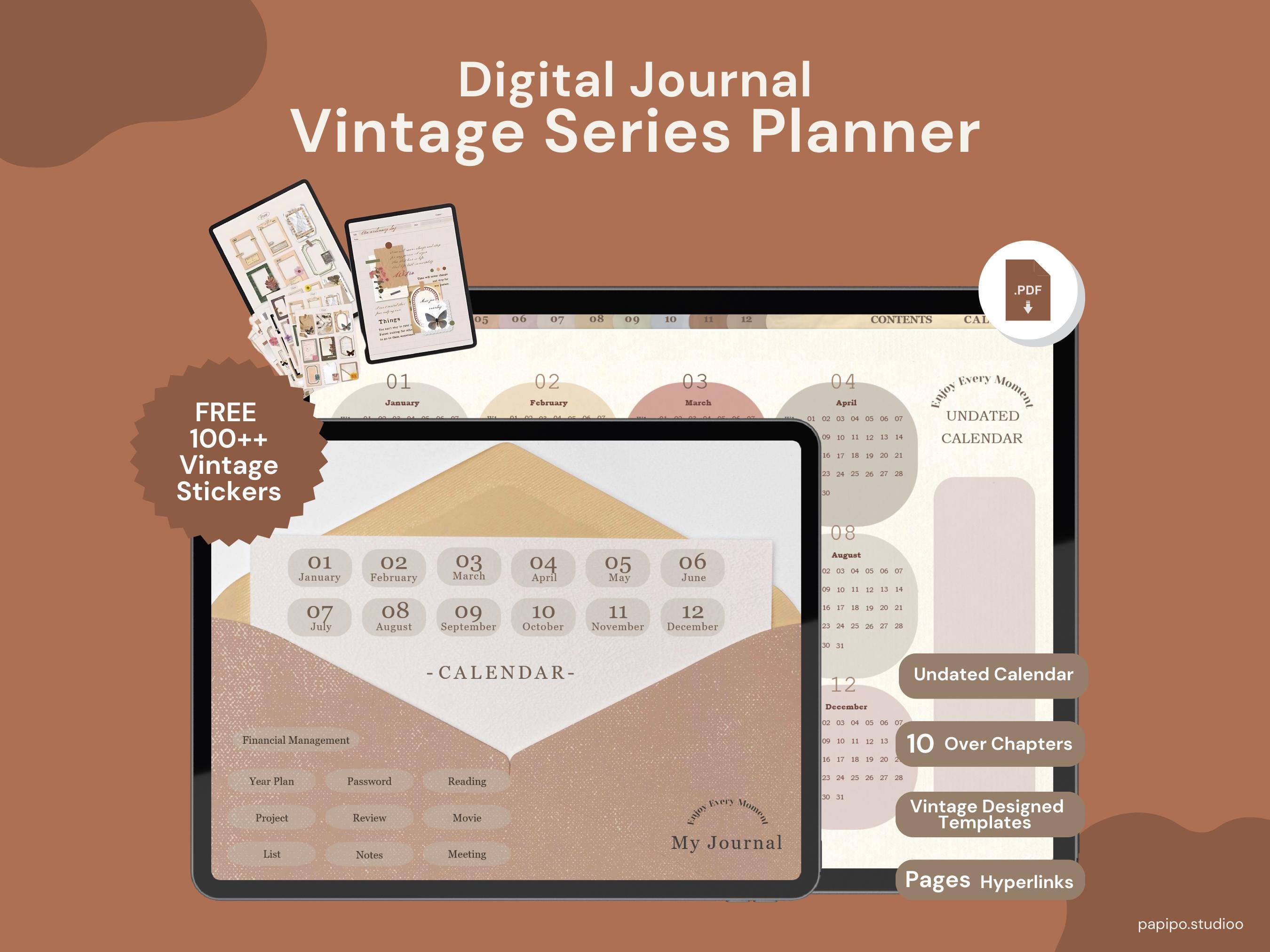 Vintage Planner | Vintage Series Digital Planner Journal Planner ...