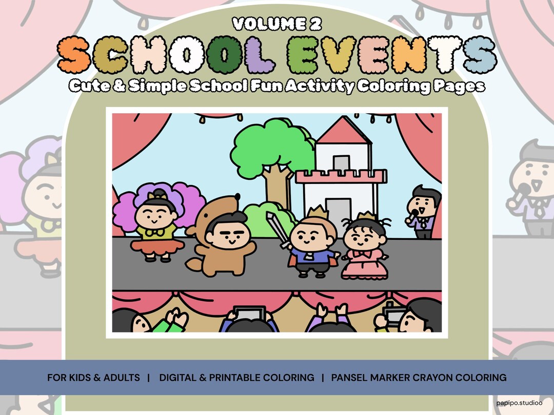 School Events Coloring Pages for Kids | Simple Activities & Sports Day ...