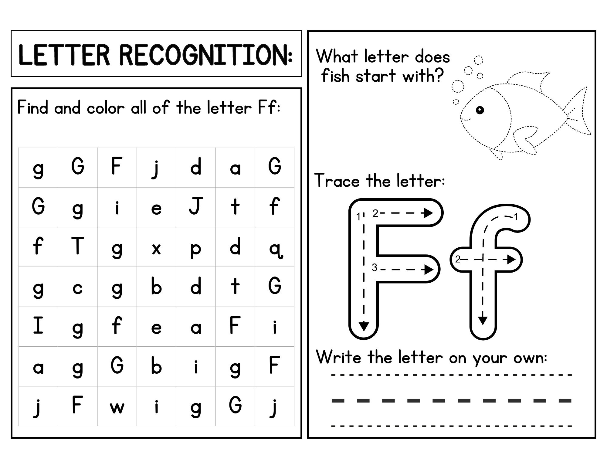 Alphabet Recognition Worksheets - Etsy