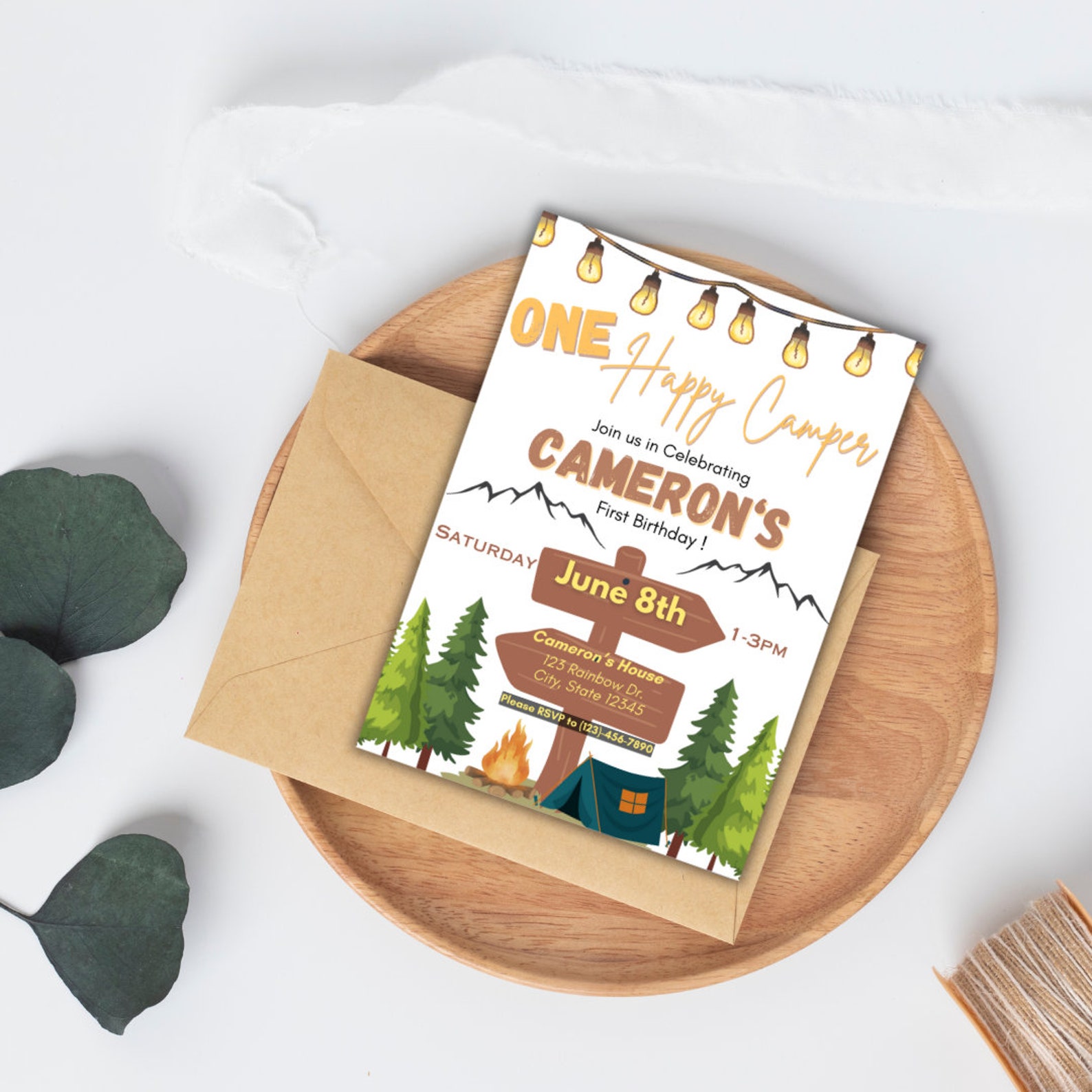 Happy Camper Birthday Invitation - Etsy
