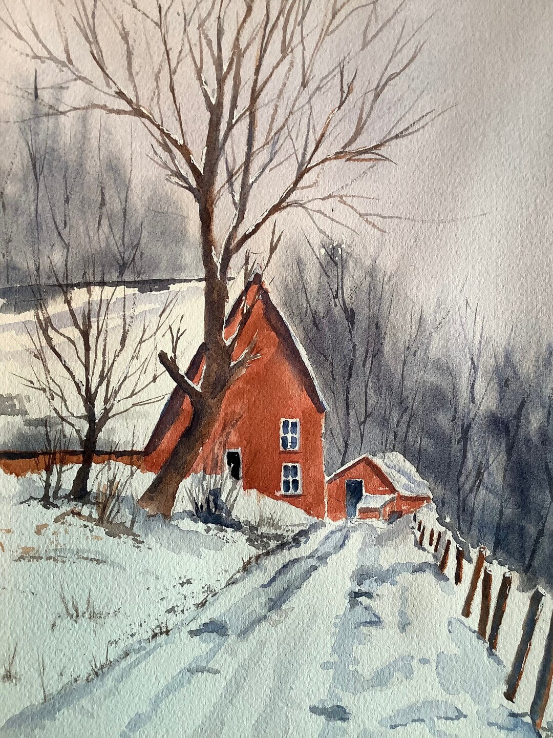 Original Watercolor the Road Home - Etsy