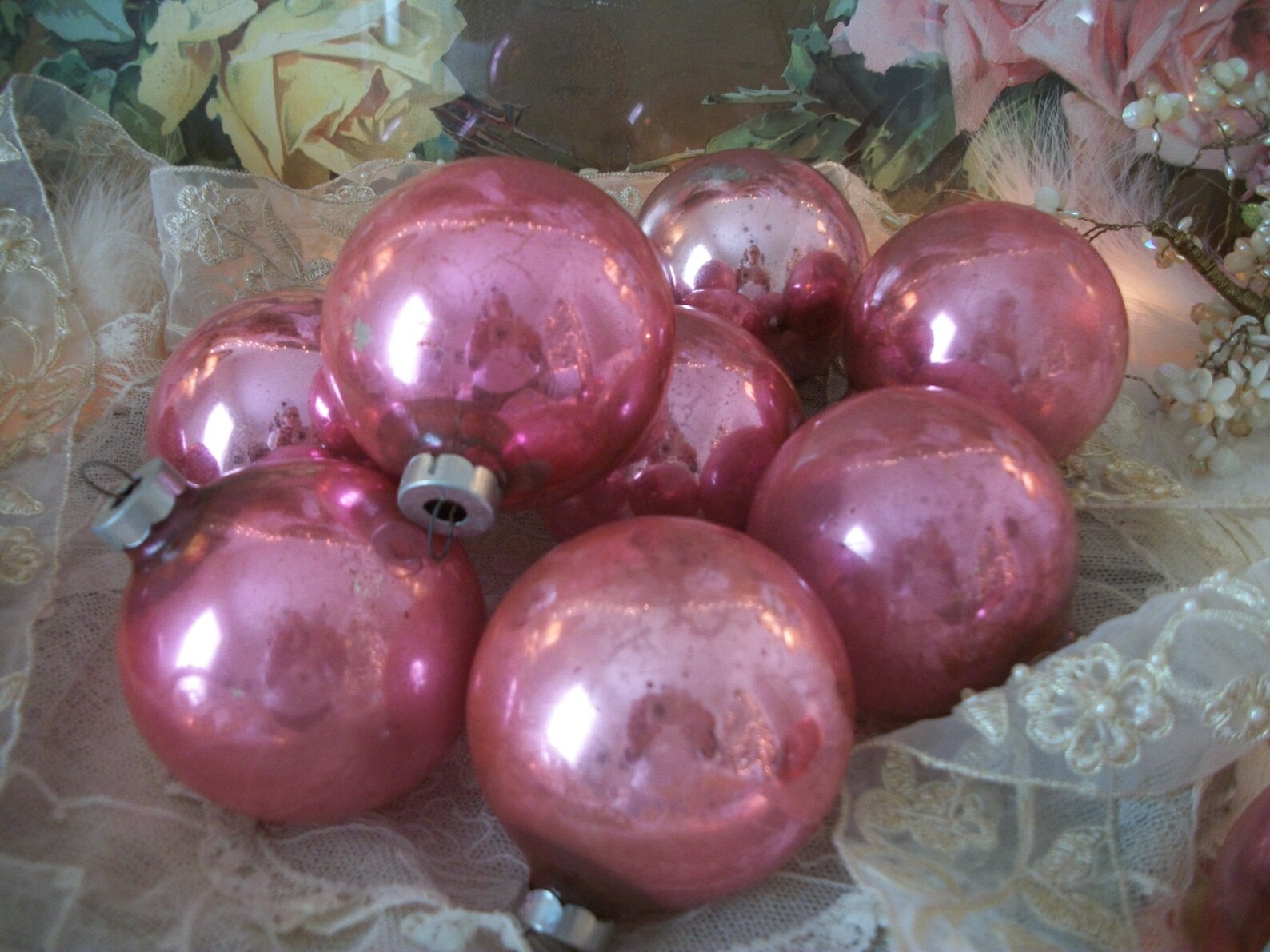 12 Large 2.75 Vintage Pastel Pink Glass Ornaments Vtg | Etsy