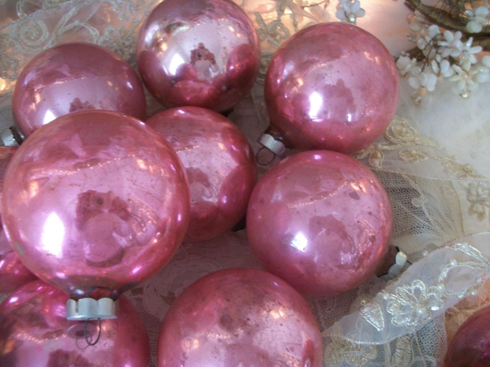 12 Large 2.75 Vintage Pastel Pink Glass Ornaments Vtg | Etsy