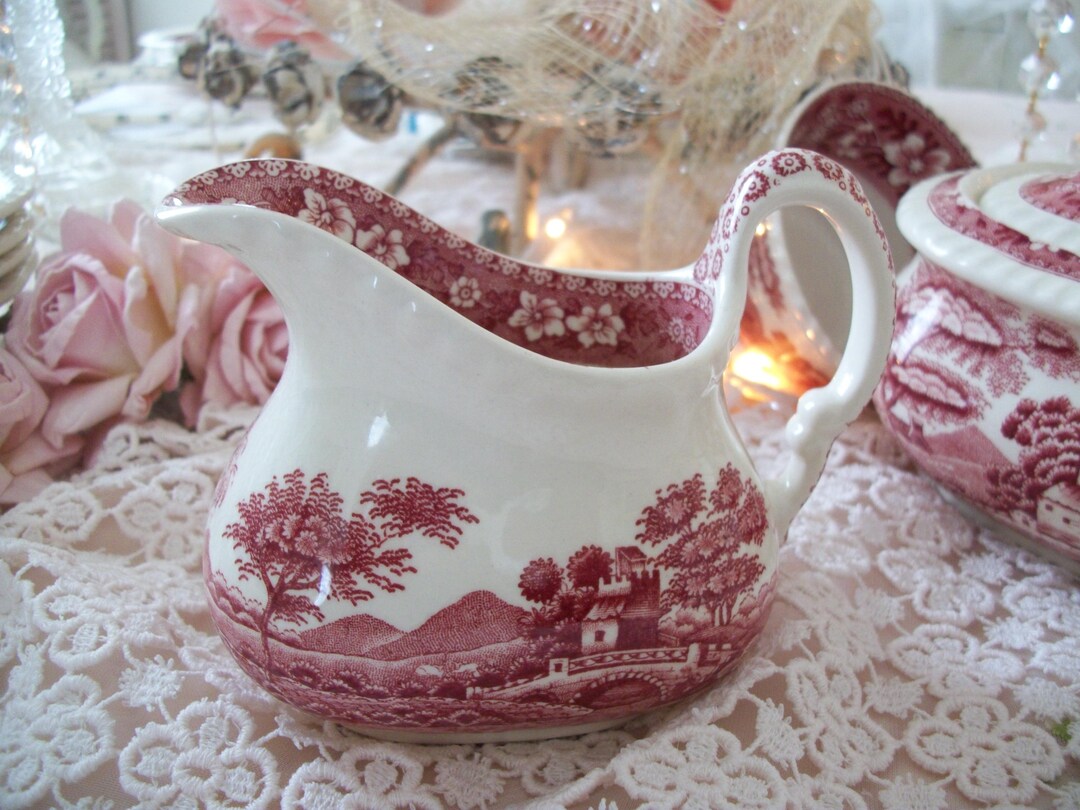 Vintage Copeland Spode 'tower' Pattern Pink Transferware Creamer Cream ...