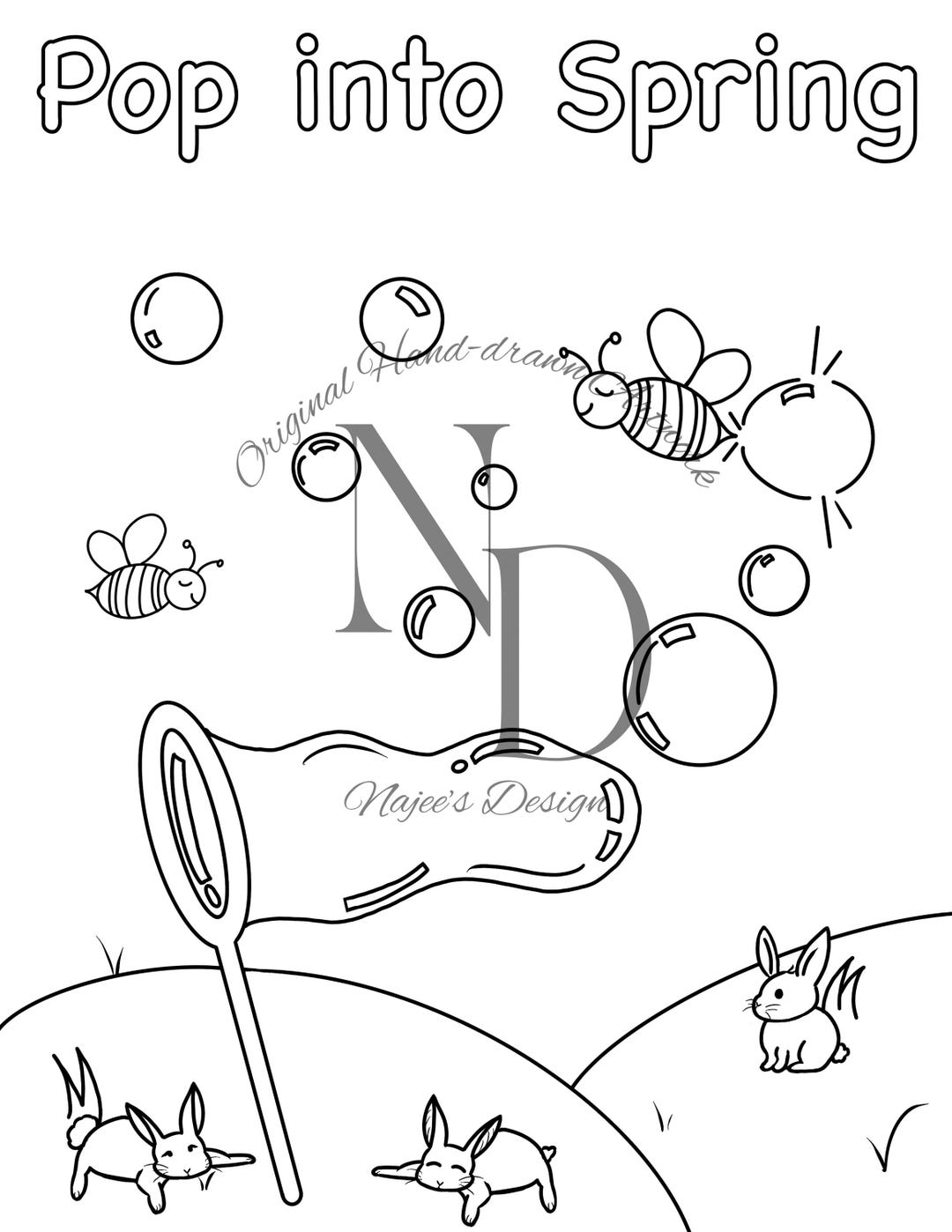 Pop Into Spring Themed Coloring Sheet Digital Download With Title - Etsy