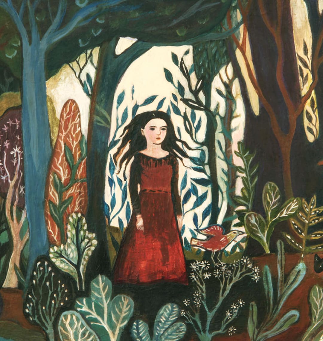 Art Print, Forest Dress, Woods, Woodland, Folk Art, Forest, Nature - Etsy