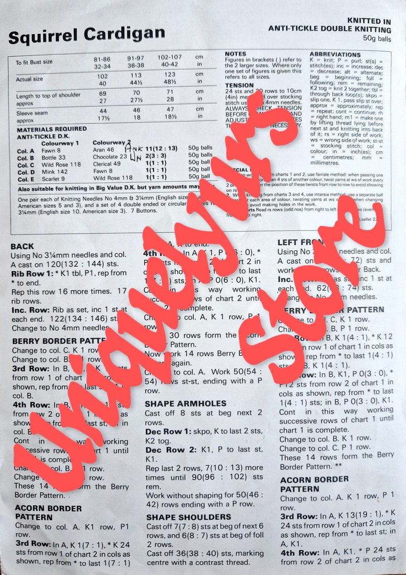 Squirrel Cardigan Knitting Pattern Pdf - Etsy