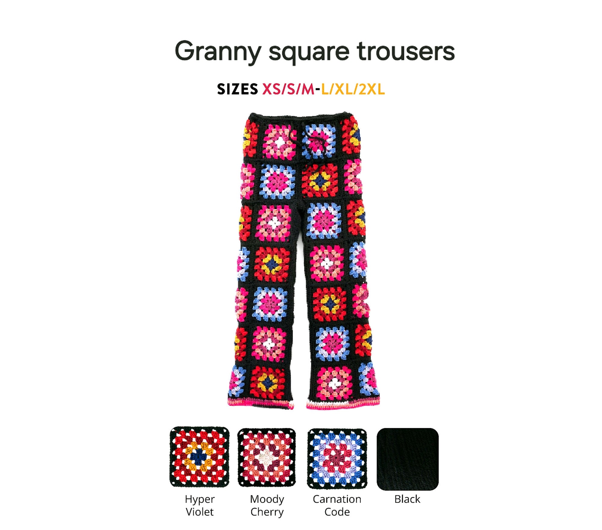Granny Square Trousers Crochet Pdf Pattern - Etsy