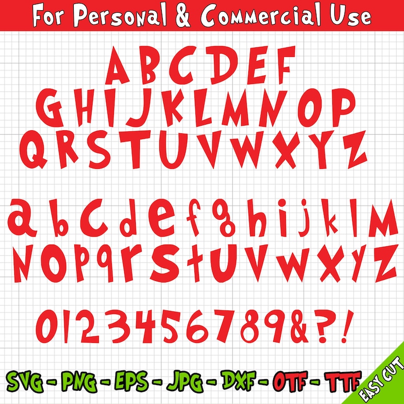 Grinch Font Svg Grinch Otf, Ttf Grinch Alphabet Clip Art Cutting Files ...