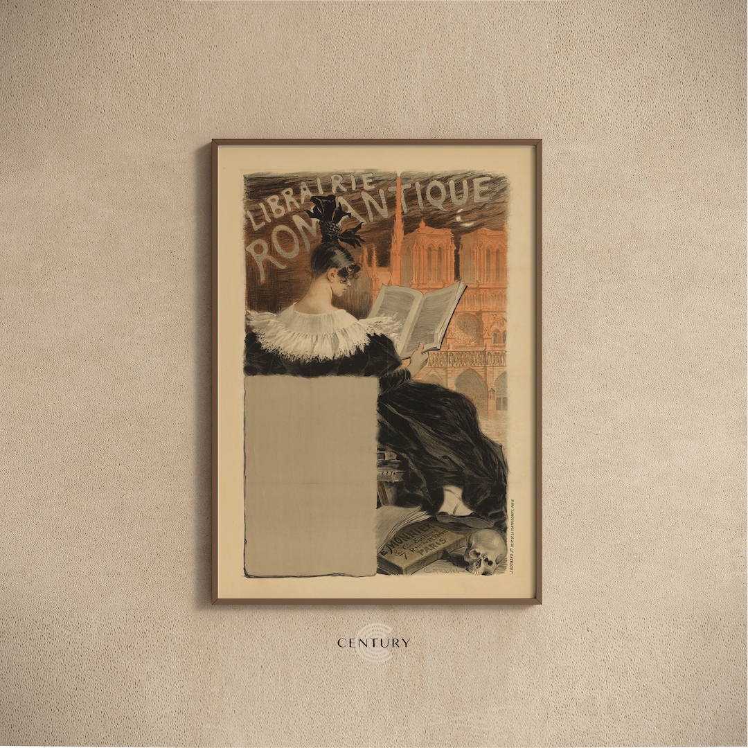 Vintage Romantic Bookstore Poster PRINTABLE Art | Vintage Historic ...