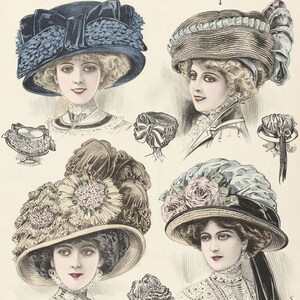 Vintage French Modiste 1909 Fashion Illustration PRINTABLE Art ...