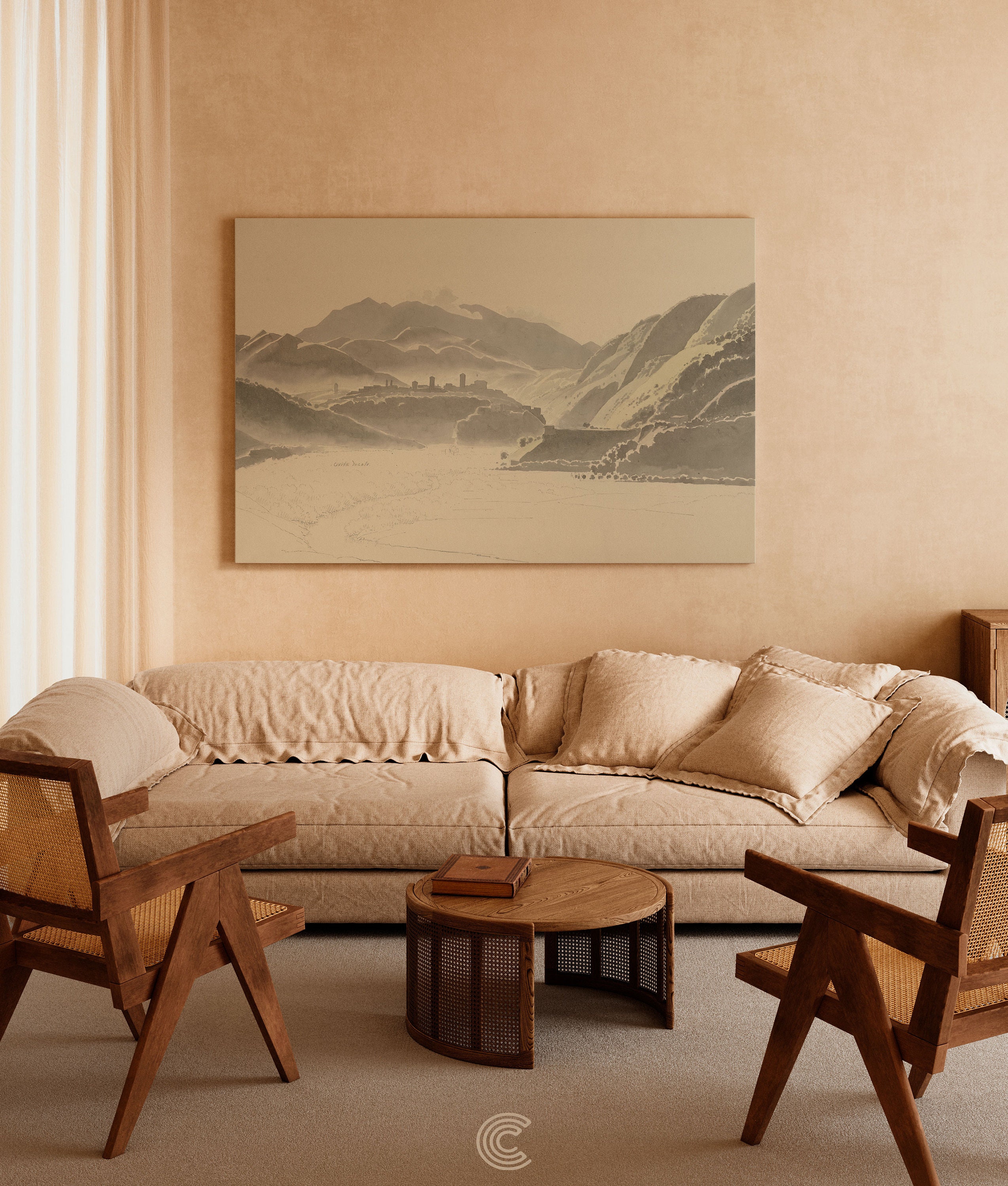 Vintage Cittaducale Painting PRINTABLE Art | Soft Muted Mountain Landscape Art Print | DIGITAL ...