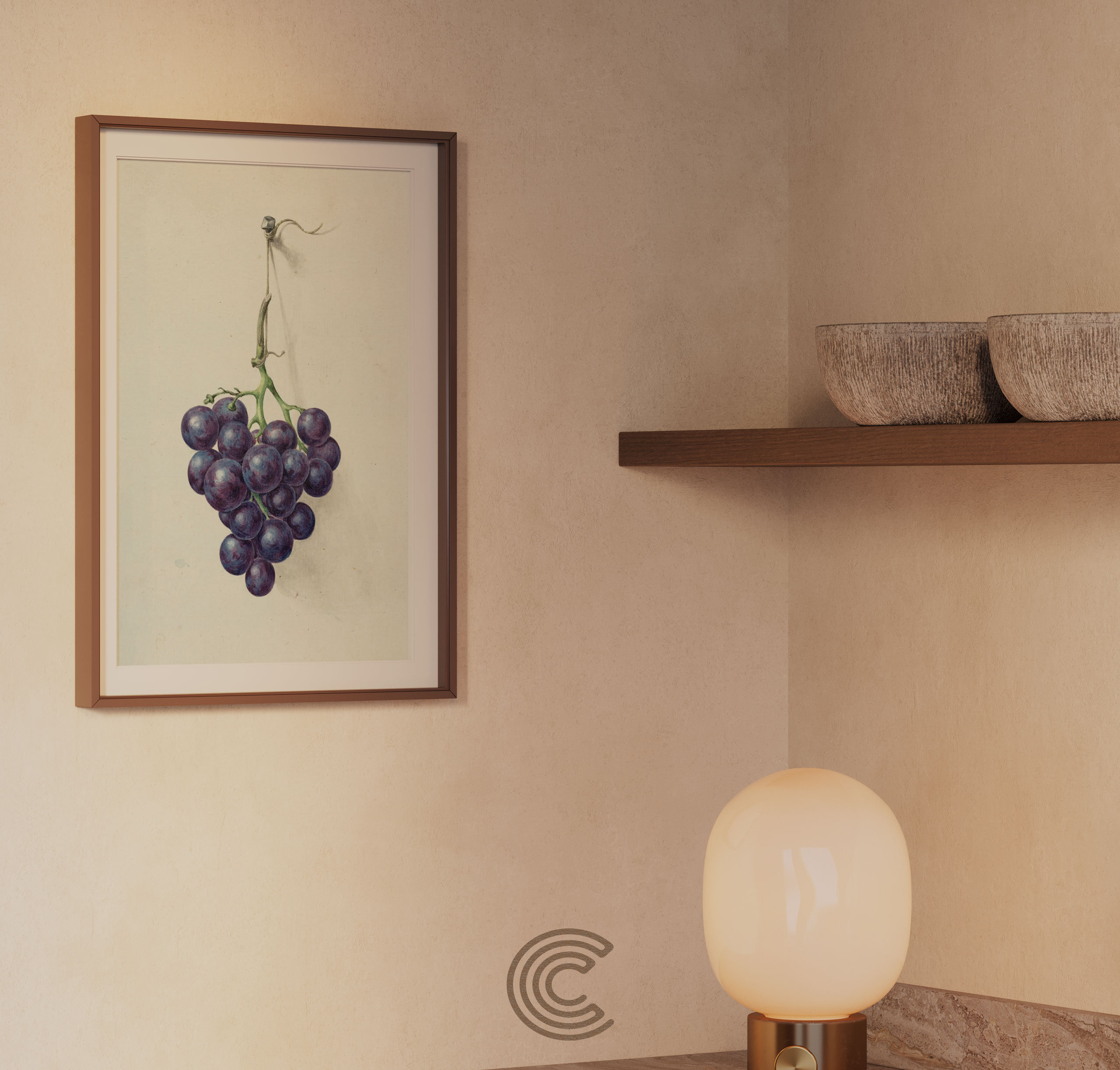 Vintage Blue Grapes Drawing PRINTABLE Art | Rustic Vintage Fruit Wall ...