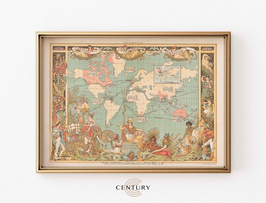 Colonial British Empire World Map PRINTABLE Art | Vintage Cartography ...