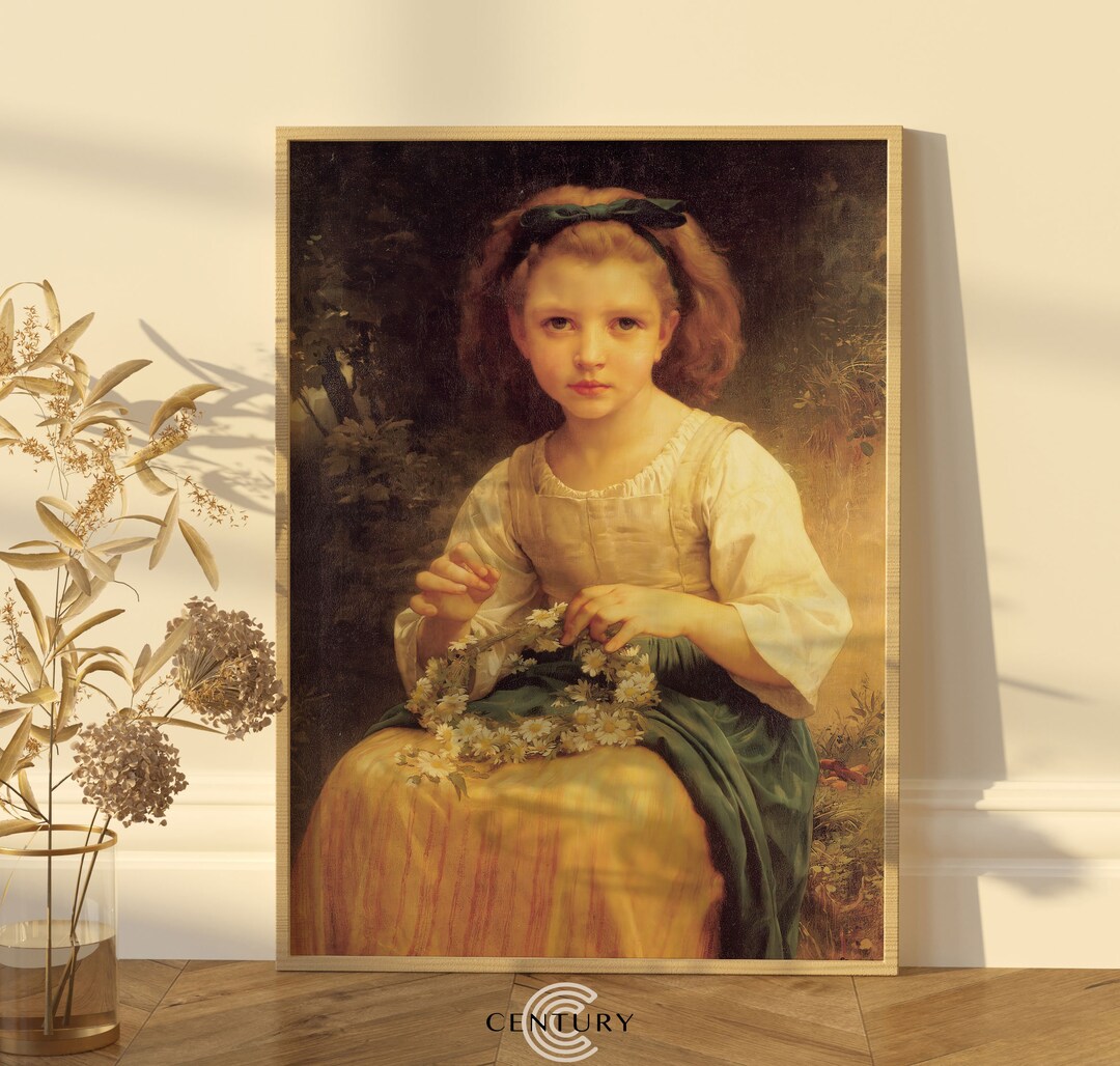 Braiding Child Portrait Painting PRINTABLE Art | Warm Vintage Wall Art ...