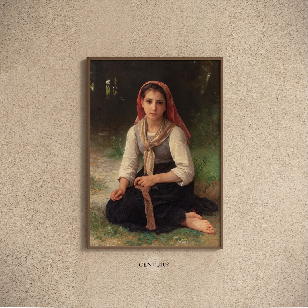 Village Girl Painting PRINTABLE Art | Soft Vintage Girl Portrait Wall ...