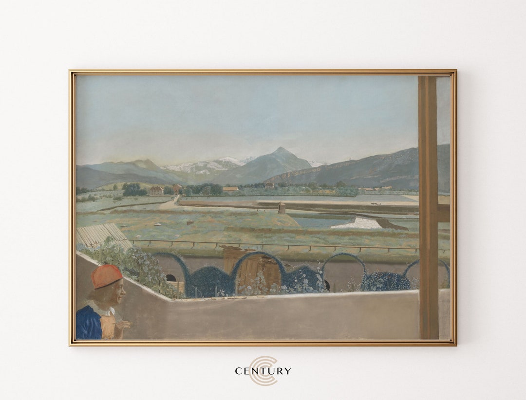 Mont Blanc Landscape Drawing PRINTABLE Art | Vintage Muted Mountain ...