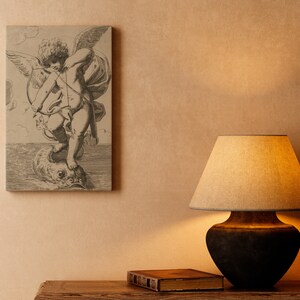 Cupid Riding Dolphin Vintage Illustration PRINTABLE Art | Antique ...