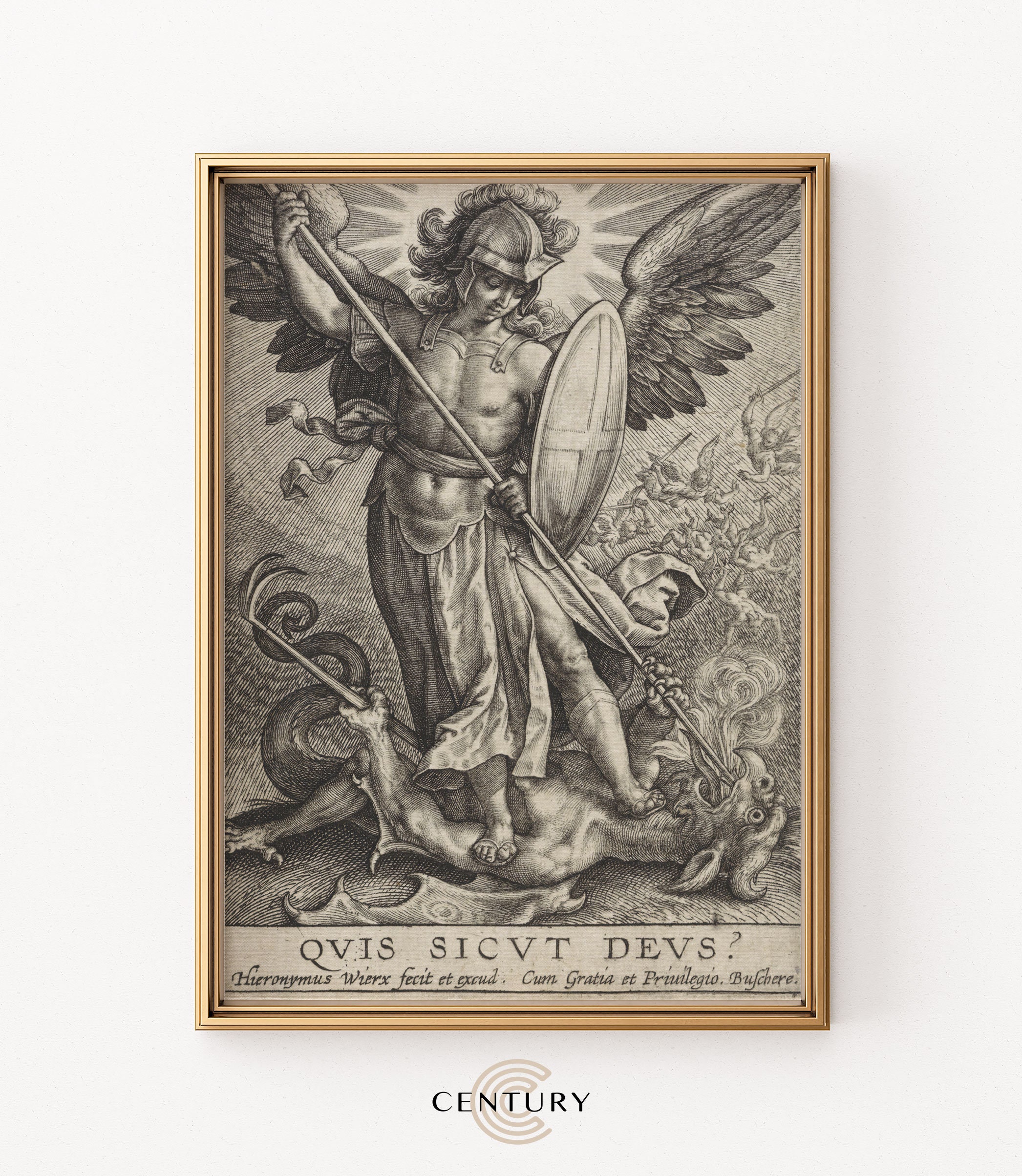Archangel Michael Dragon Sketch PRINTABLE Art | Vintage Archangel ...