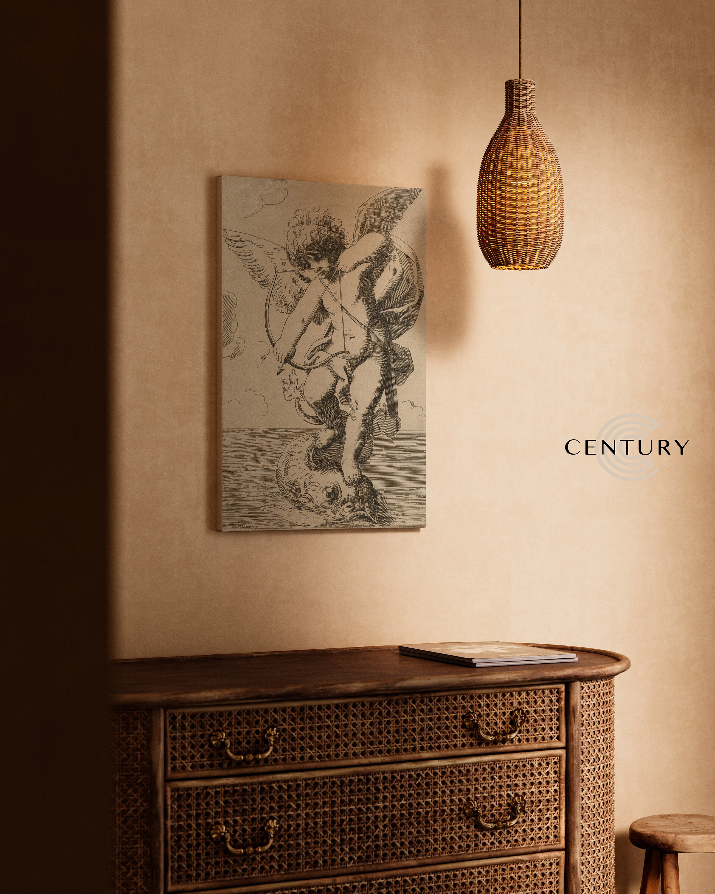 Cupid Riding Dolphin Vintage Illustration PRINTABLE Art | Antique ...