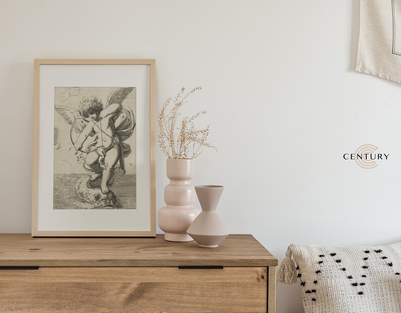 Cupid Riding Dolphin Vintage Illustration PRINTABLE Art | Antique ...