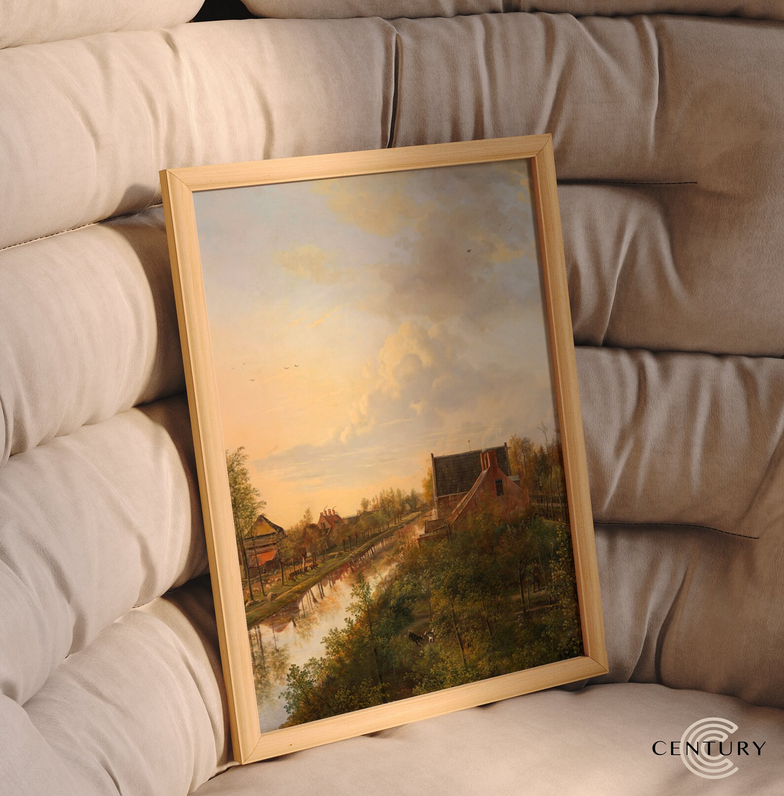 Country Canal Painting PRINTABLE Art | Rustic Landscape Vintage Floral ...