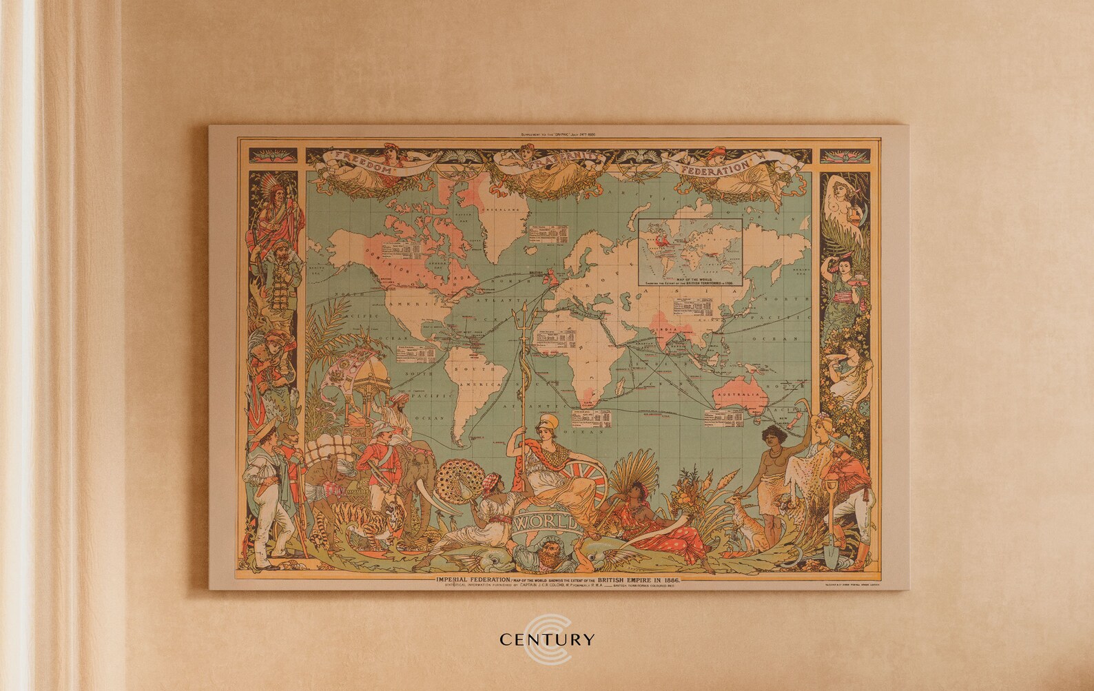 Colonial British Empire World Map PRINTABLE Art | Vintage Cartography ...