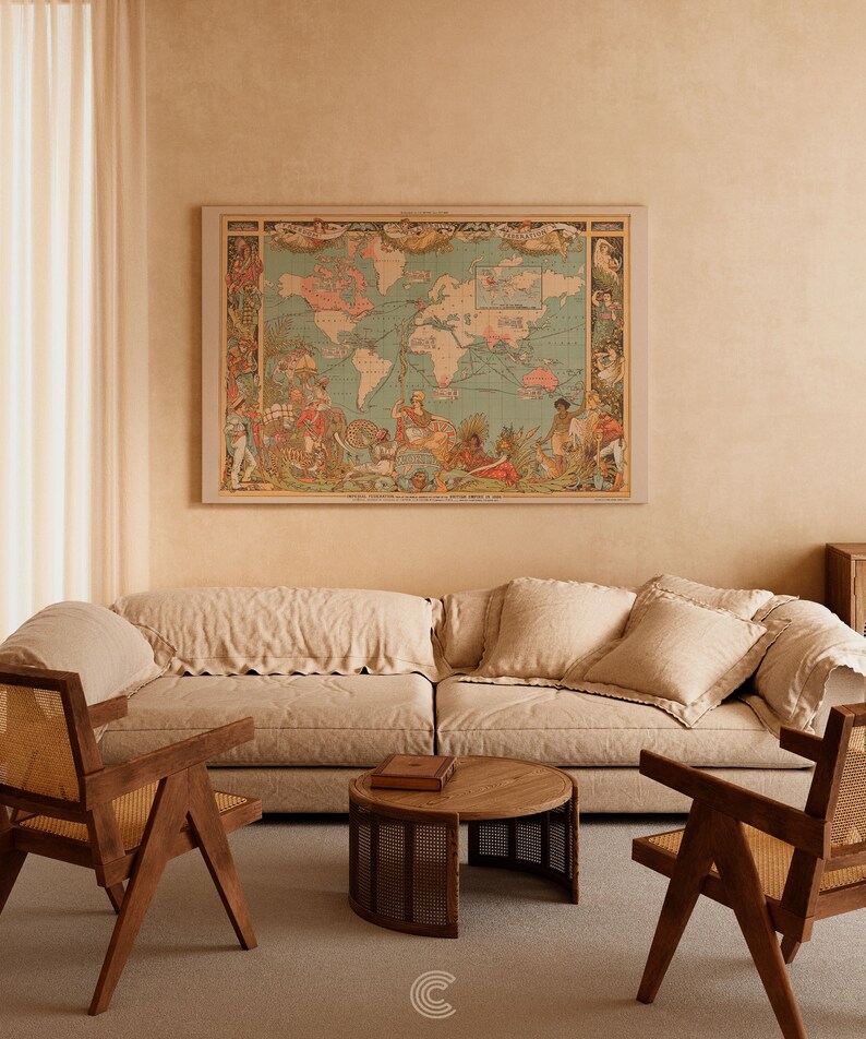 Colonial British Empire World Map PRINTABLE Art | Vintage Cartography ...