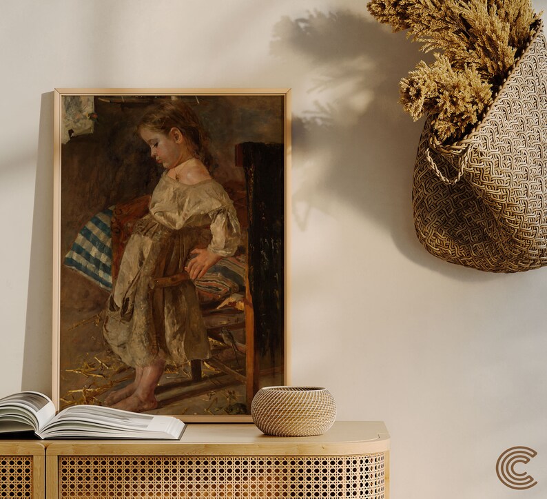 Meager Child Painting PRINTABLE Art | Rustic Vintage Girl Wall Art ...