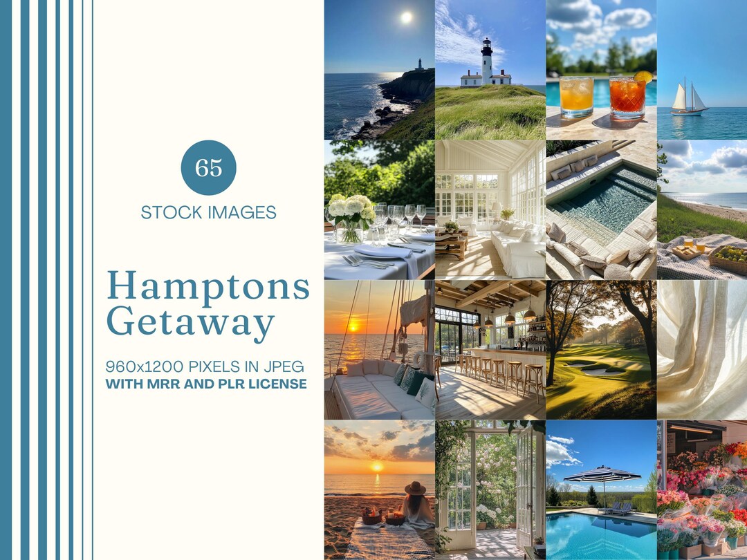 Hamptons Stock Photo Bundle MRR PLR Coastal Aesthetic Faceless ...