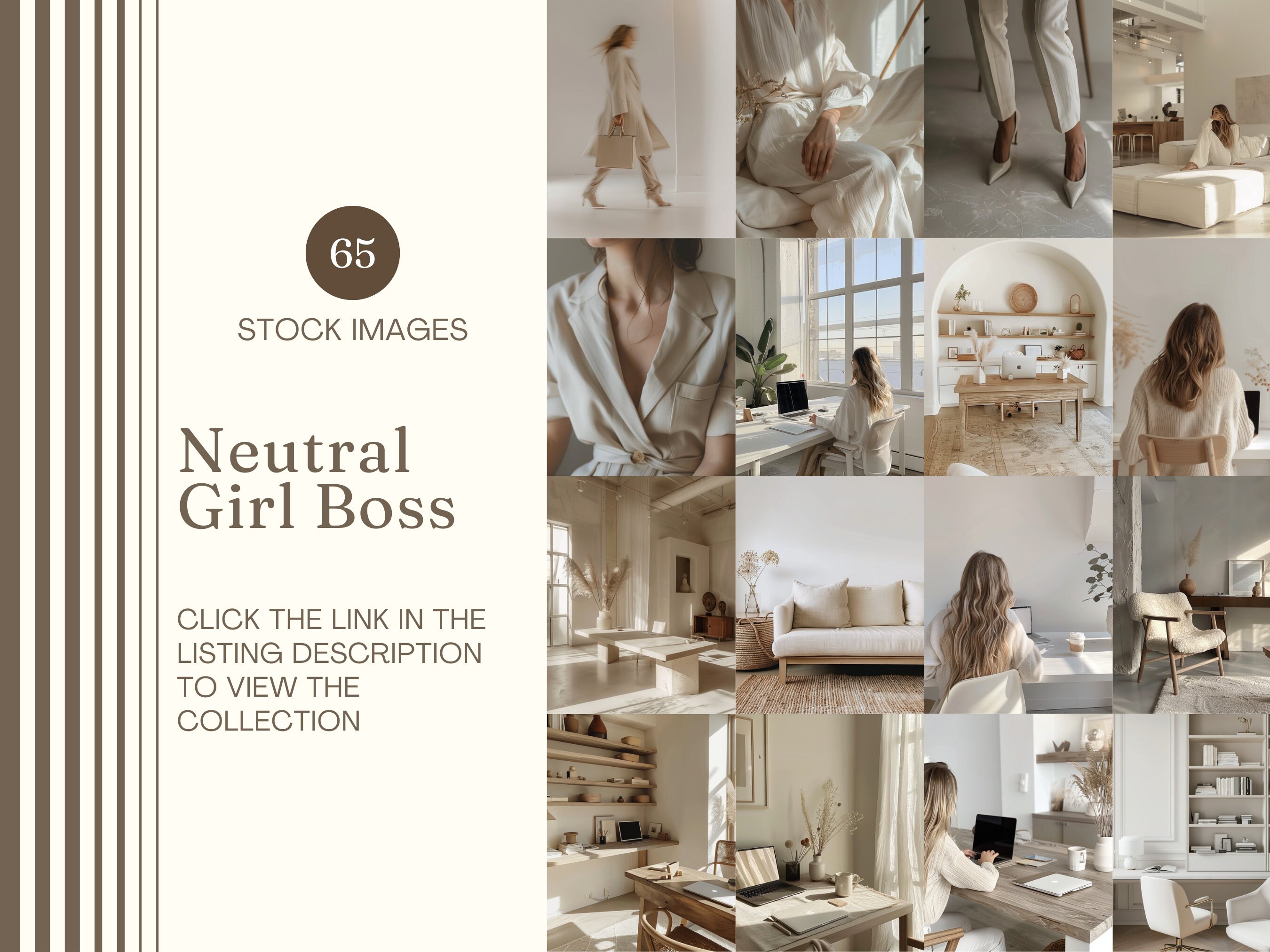 Neutral and Beige Aesthetic Stock Photo Bundle Minimalistic Business ...